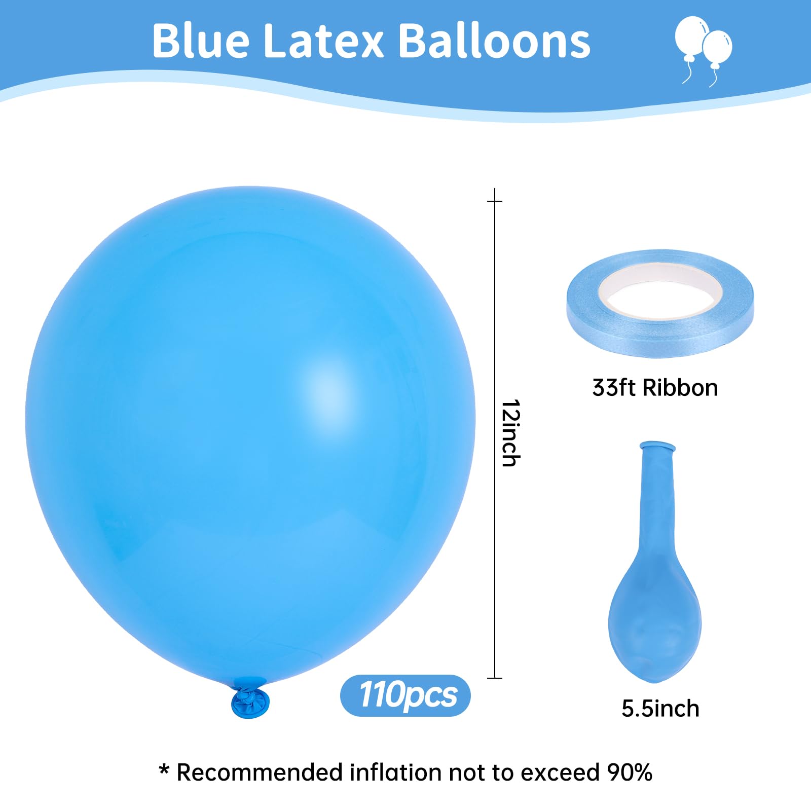 Snapklik.com : 110 Pack Blue Balloons 12 Inch Latex Party Balloons
