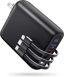 Amazon | モバイルバッテリー 大容量 15000mAh 【22.5W/PD20W 急速充電 3本ケーブル内蔵】 バッテリー 軽量 小型 コンセント一体型 スマホ携帯充電器 6台同時充電 ...