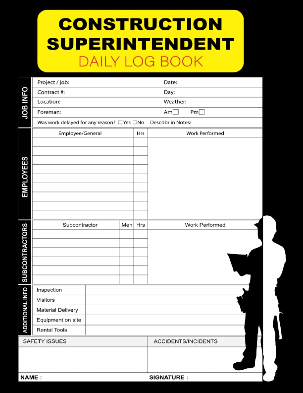 Buy Construction Superintendent Daily Log Book: Construction Site ...