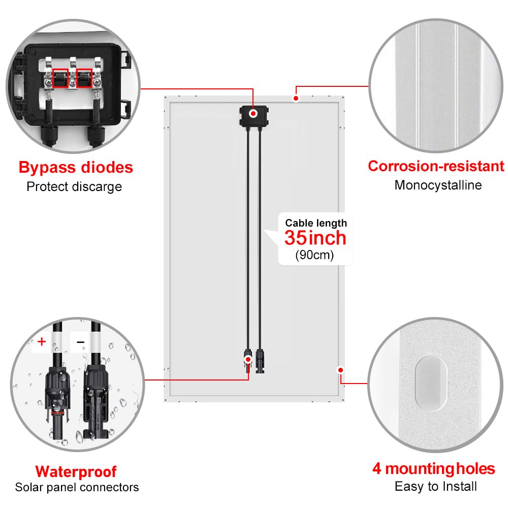 Snapklik.com : DOKIO 100W 18V Monocrystalline Solar Panel For 12V ...