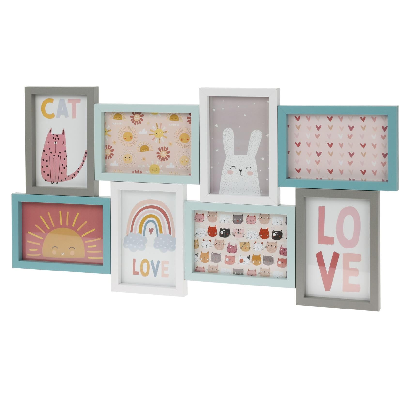 6x4 Childrens 8 Aperture Photo Frame | Kids Wall Mounted Collage ...