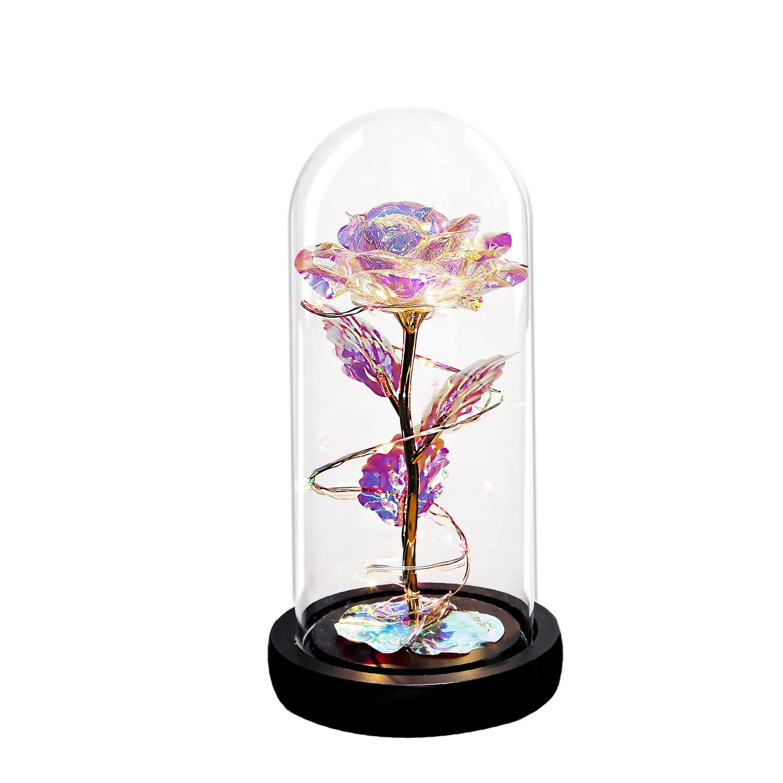 Amazon.com: Glass Rose Galaxy Rose Enchanted Rose Light Up Rose Glass ...