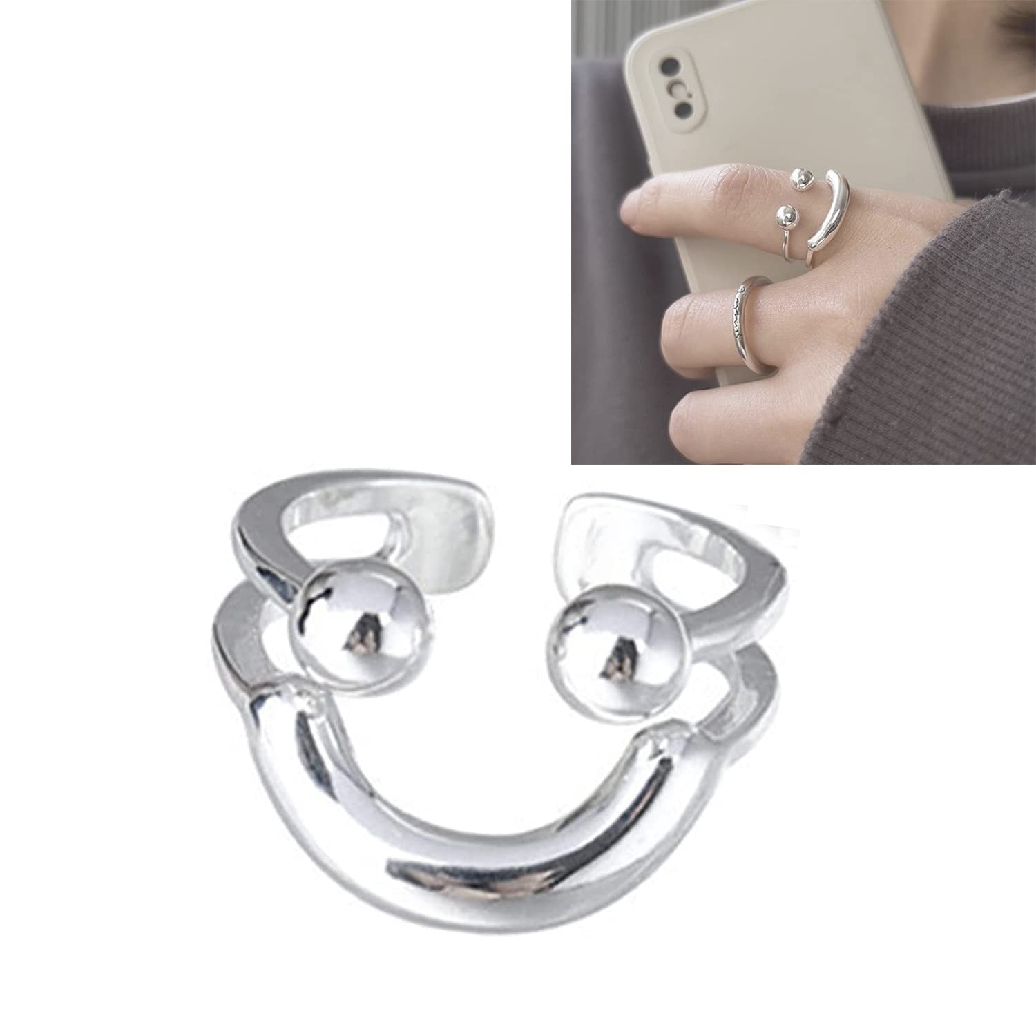 Amazon.com: EROFEL Creative Smile Ring, Aesthetic Smiley Face Rings ...