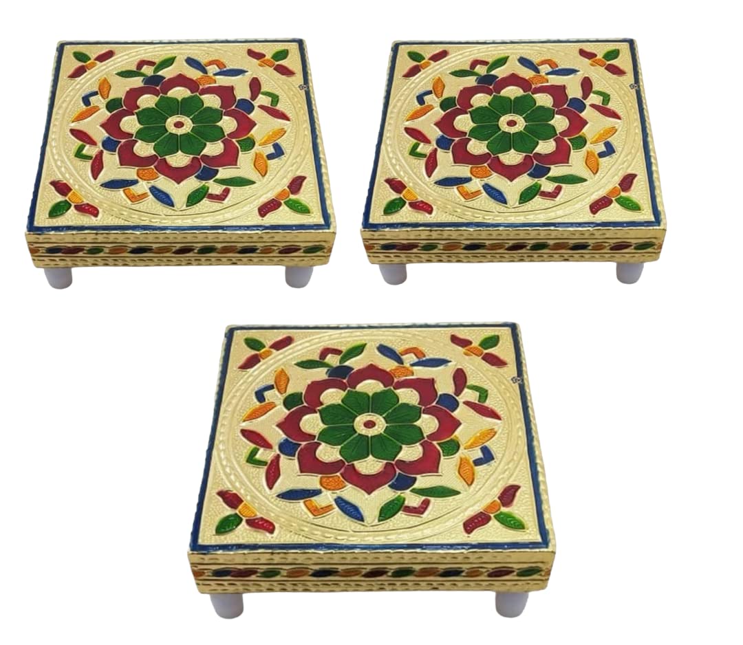 Multipurpose Traditional Decorative Design Wooden Chowki 5 * 5inch ...