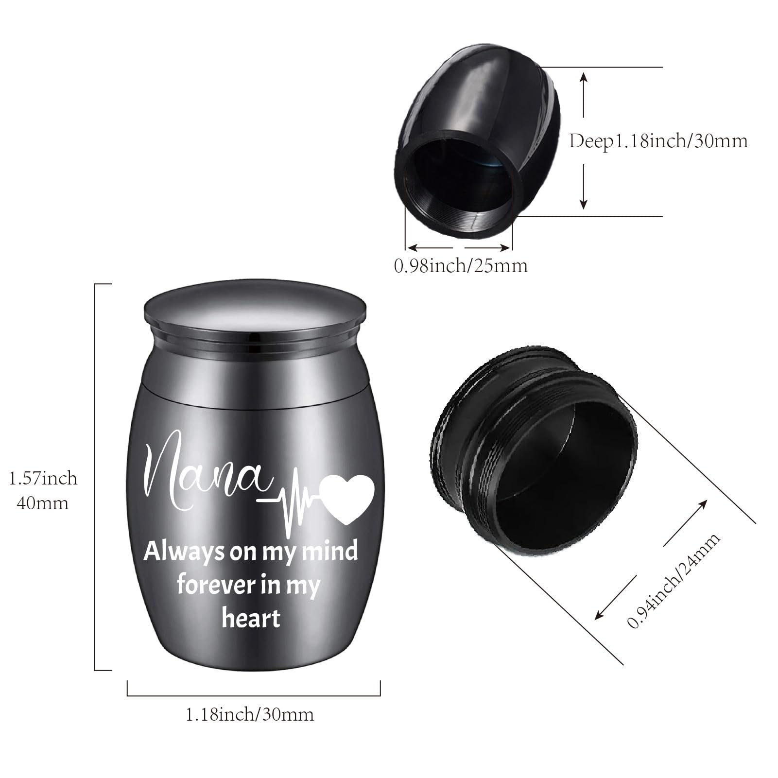 CREATCABIN Small Black Urn Metal Ash Urns Alloy Decorative Always on My ...