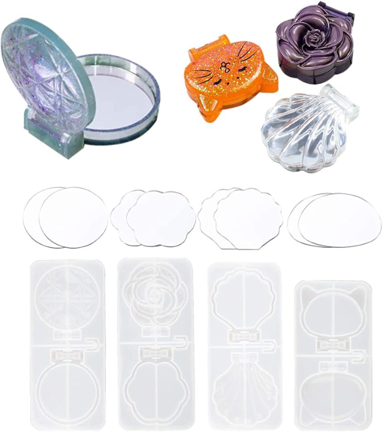 Amazon.com: Mini Pocket Mirror Resin Molds,Double-Sided Foldable ...