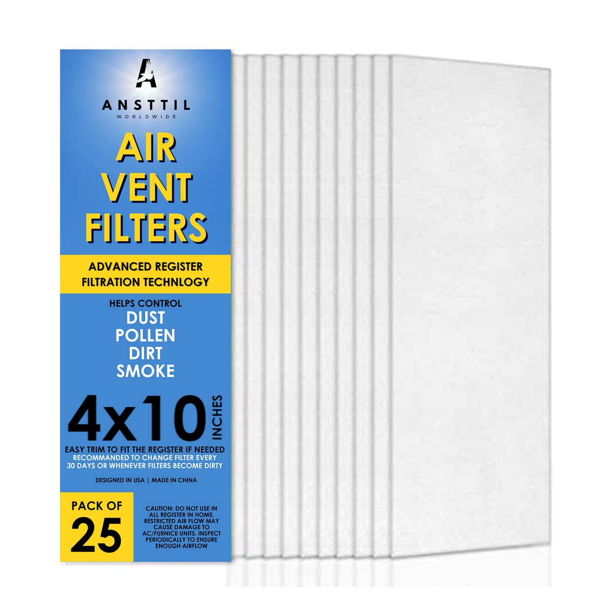 Air Vent Filters AC Heater – Premium 1 Pack of 25pcs, 4" x 10”, 2mm ...