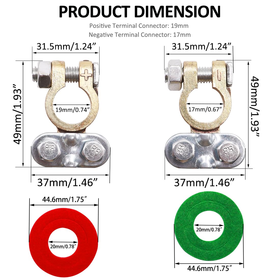 Snapklik.com : Tnisesm 2Pair Positive Negative Battery Terminal Set ...