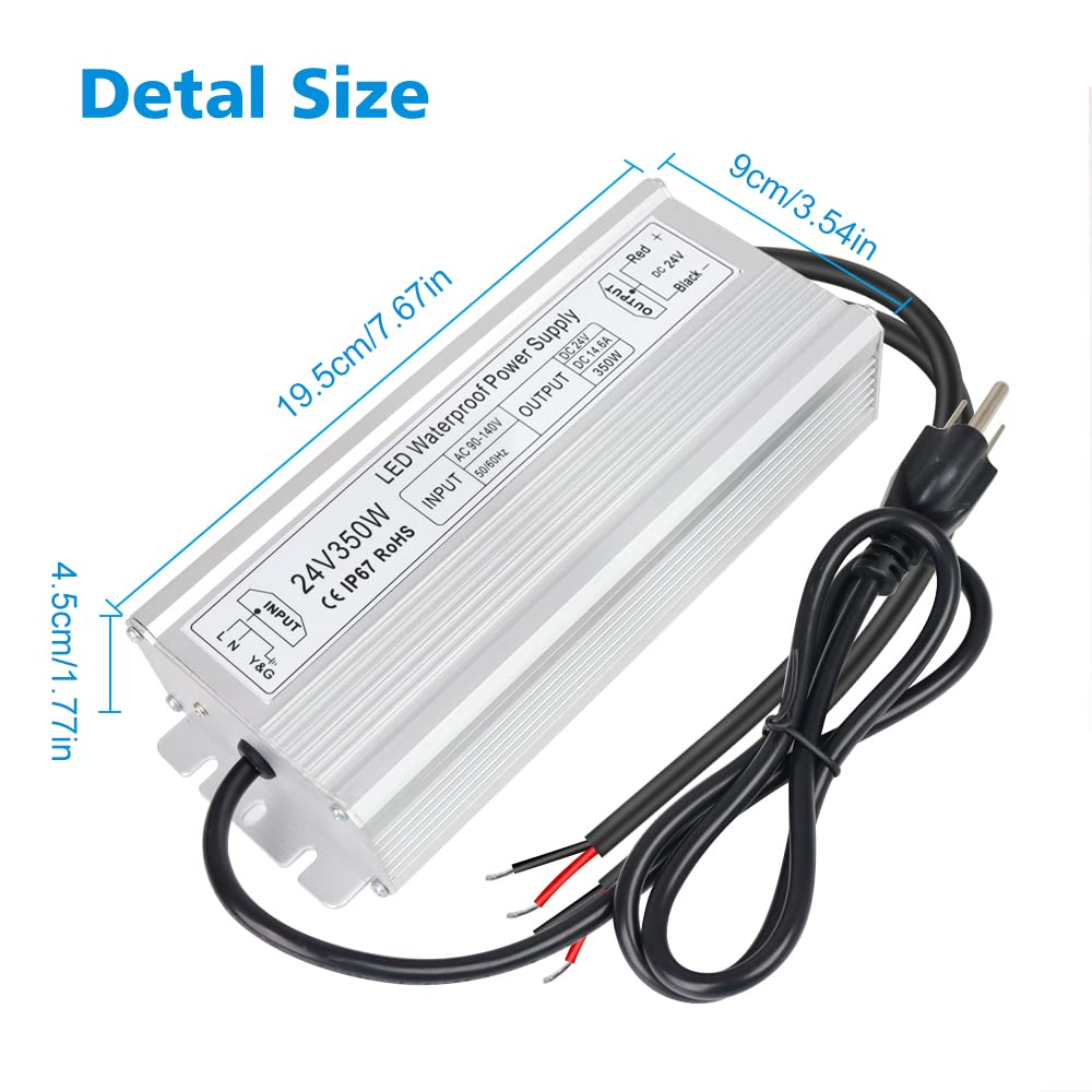 Snapklik.com : inShareplus LED Power Supply, 24V 350W IP67 Waterproof ...