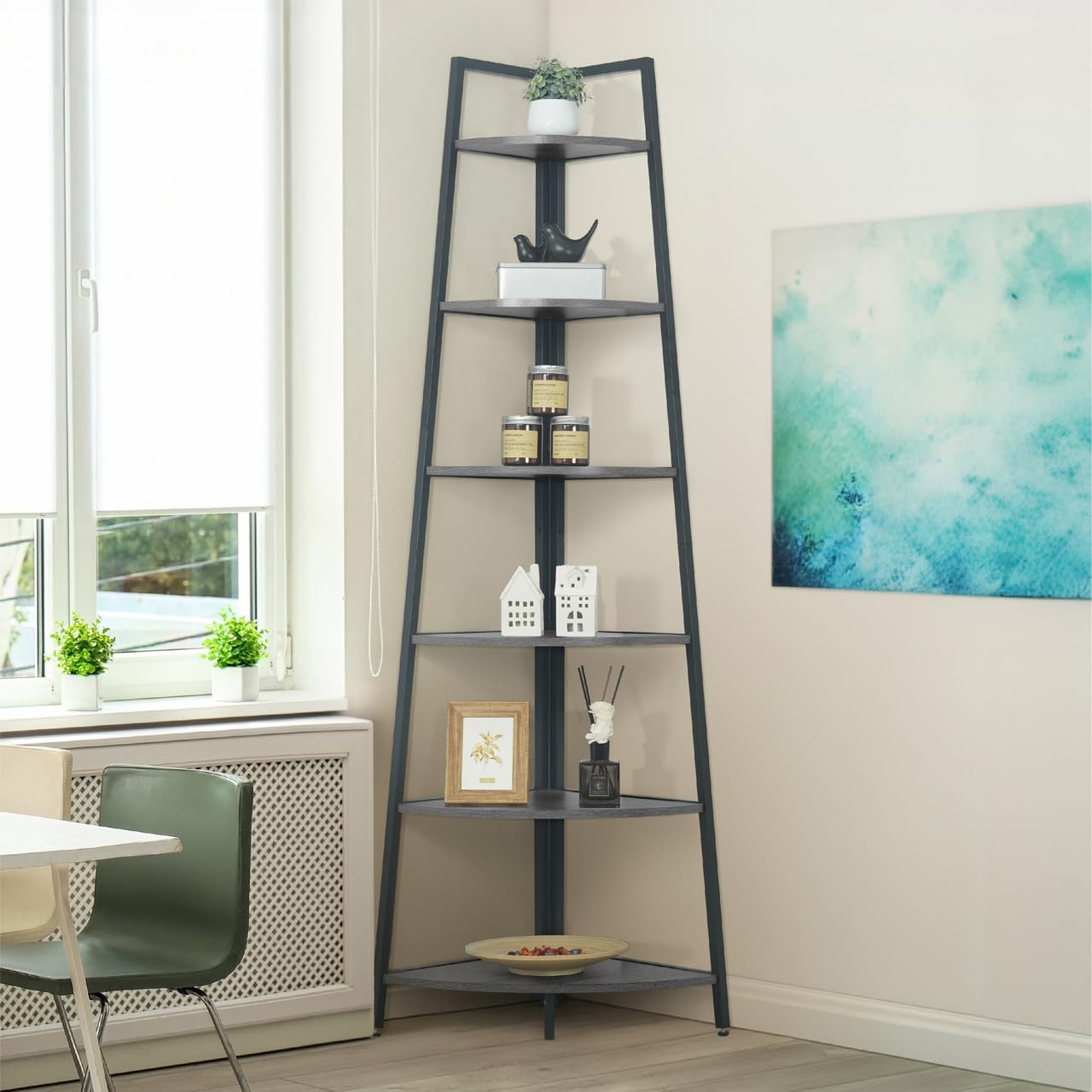 Amazon.com: CAPHAUS Tall Corner Shelf Stand, 6-Tier Display Shelves ...