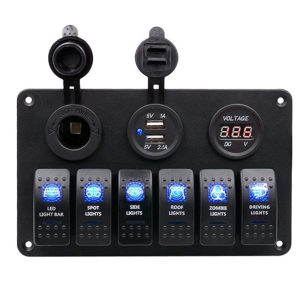 Cloudsale Rocket Switch Panel Circuit led Breaker along with Voltmeter ...