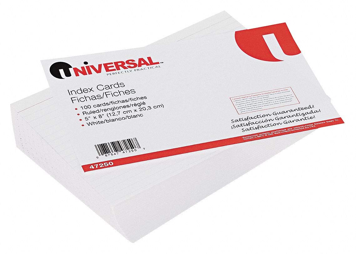 Amazon.com: Universal 5" x 8" Index Cards, Ruled - pkg. of 100 : Office ...