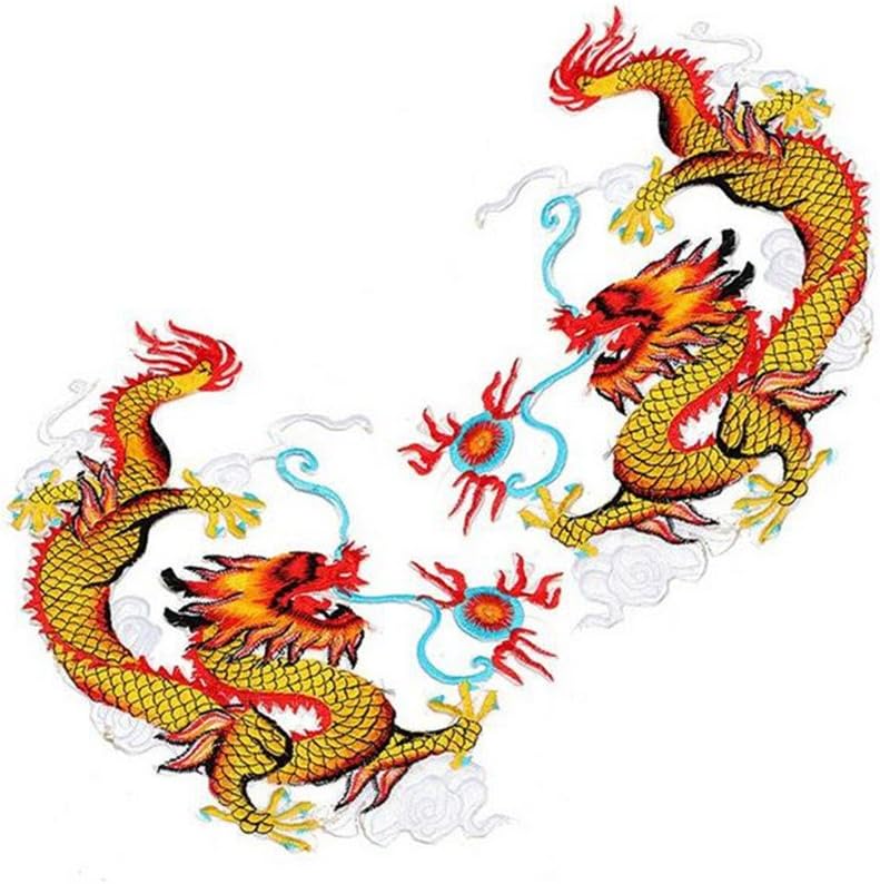 Amazon.com: Pinsanity Black Chinese Dragon Iron-On Embroidered Patch ...