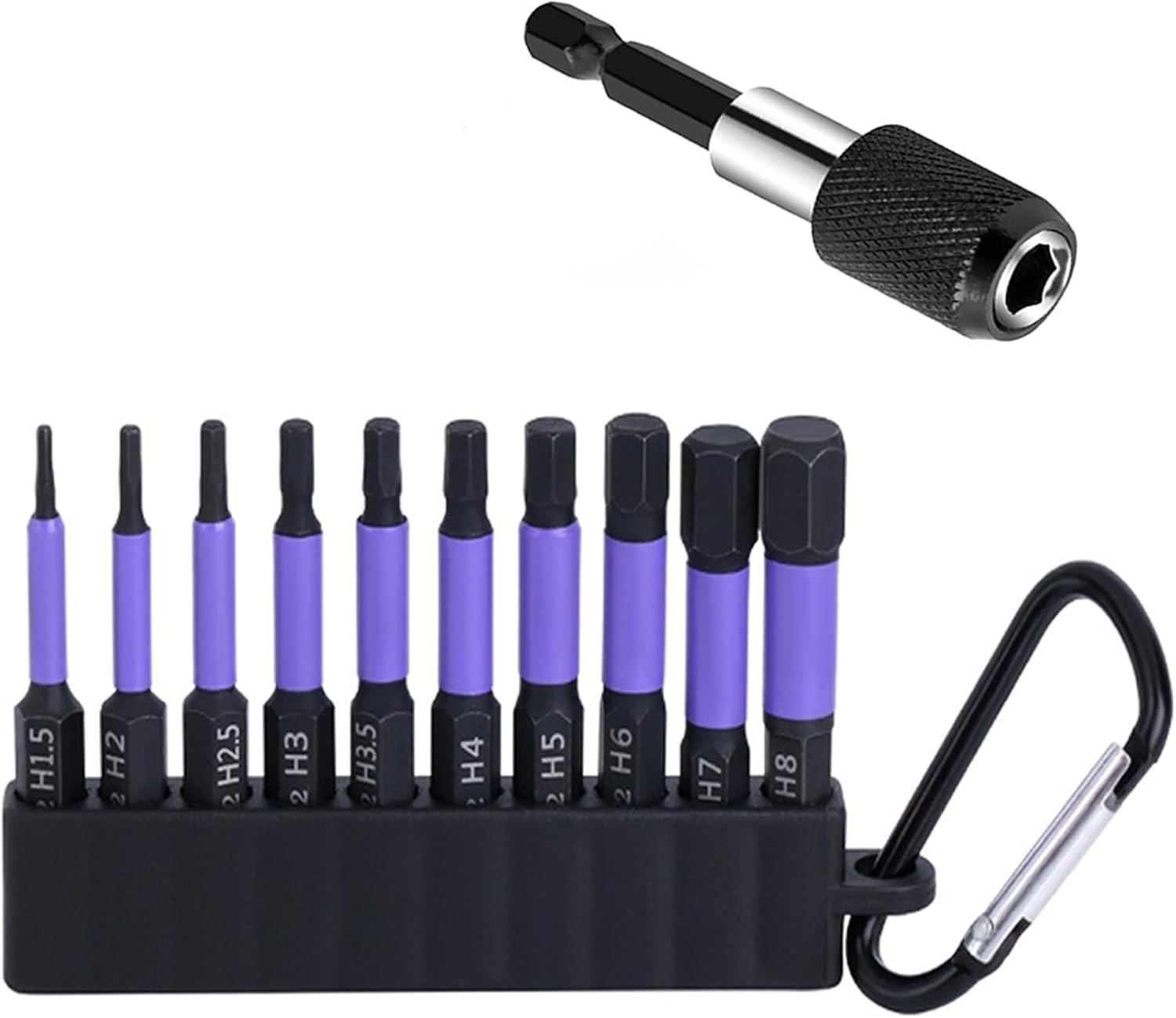 11PCS Impact Hex Head Allen Wrench Drill Bit Set H1.5-H8 Metric 1/4 ...