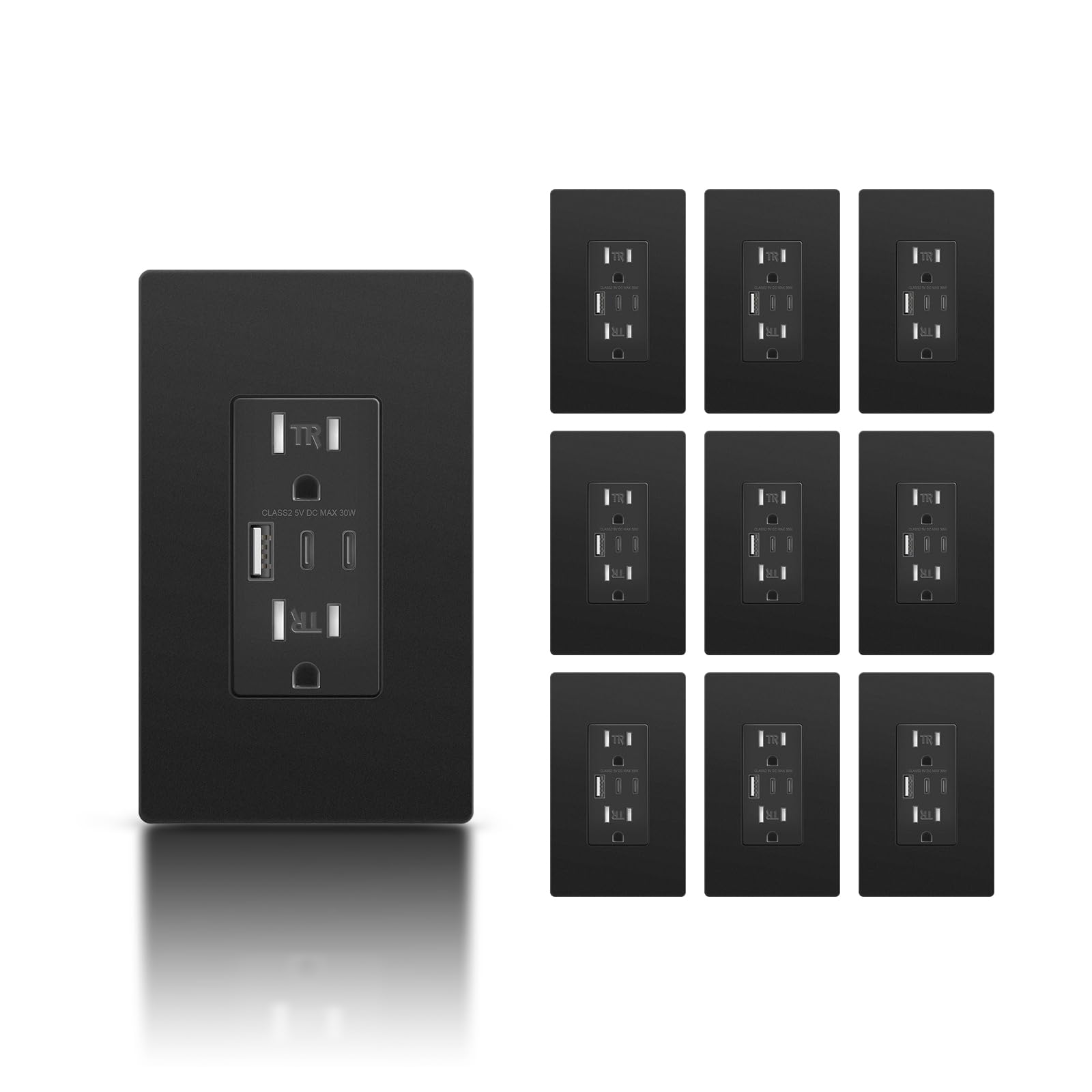 Snapklik.com : TOPELER 10 Pack USB Wall Outlet, Receptacle