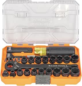 Klein Tools 28-Piece Pass Through Impact Socket Set with Ratchet