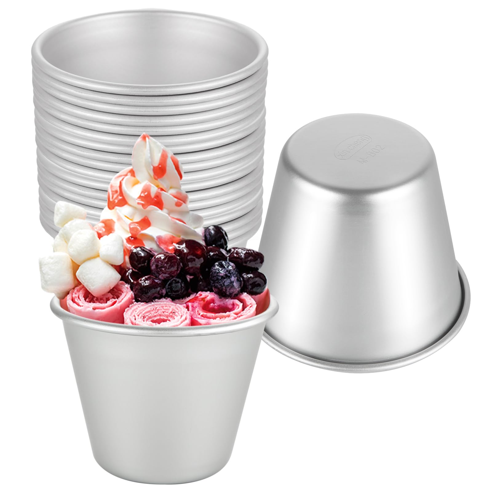 Oungy 20 Pcs Pudding Moulds, Mini Pudding Basins 80ml Aluminum Dariole ...