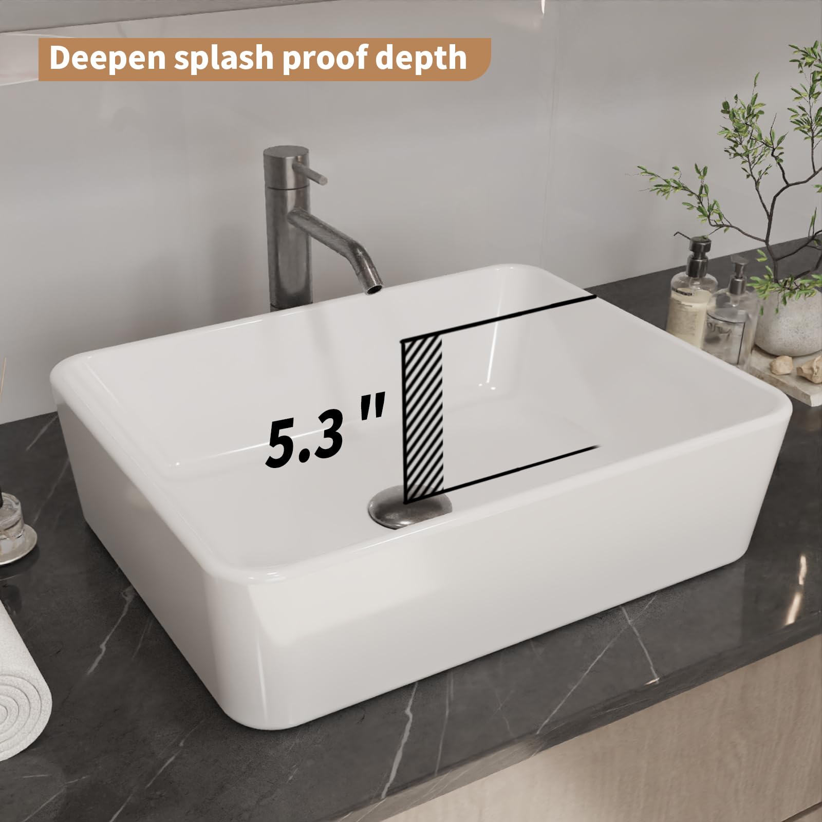 Snapklik.com : 19"X15" Bathroom Vessel Sink Rectangular Above Counter ...