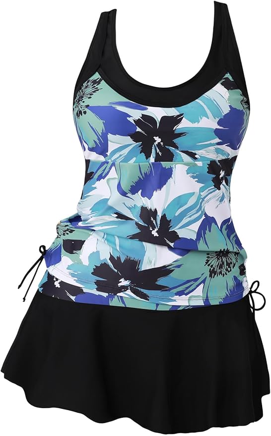 MiYang Tankini Swimsuits for Women Two Piece Tummy Control Bathing Suit ...
