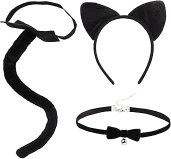 Amazon.com: Black Cat Ears Headband Costume Accessories Cat Ear ...