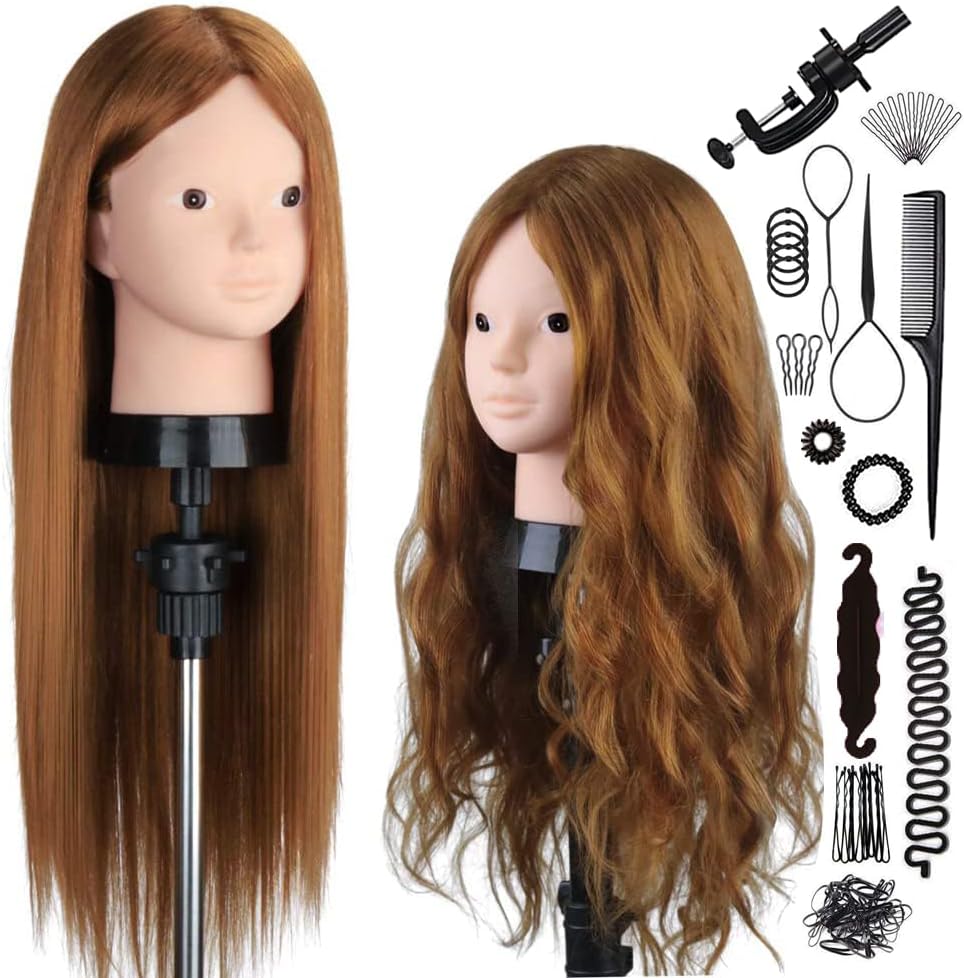 Amazon.com : Mannequin Head with 100% Human Hair, SZCY LLC 18" Dark ...