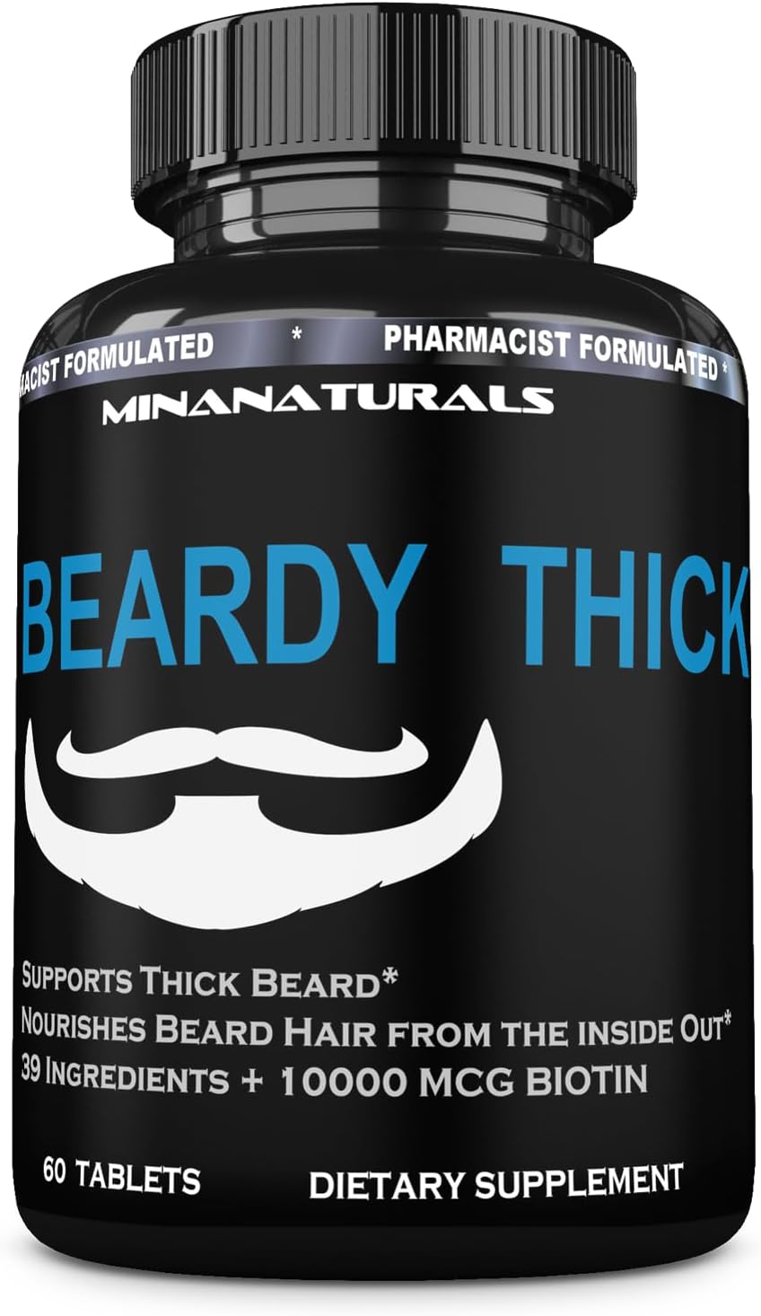 Amazon.com: MINANATURALS BEARDY Thick Beard Growth Vitamins for Men, B7 ...