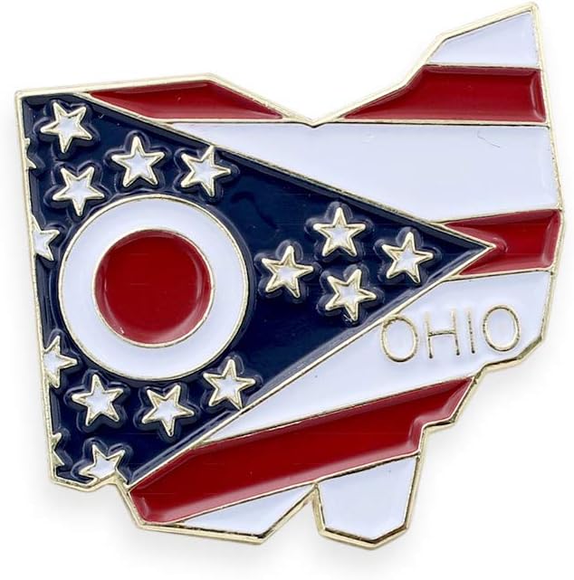 Amazon.com: WIZARDPINS Ohio State Shape Outline and Ohio State Flag ...