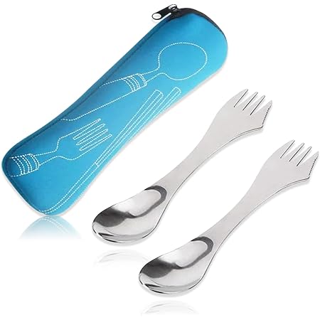 3 in 1 Spork Camping Cutlery,Portable Stainless Steel Sporks Camping ...