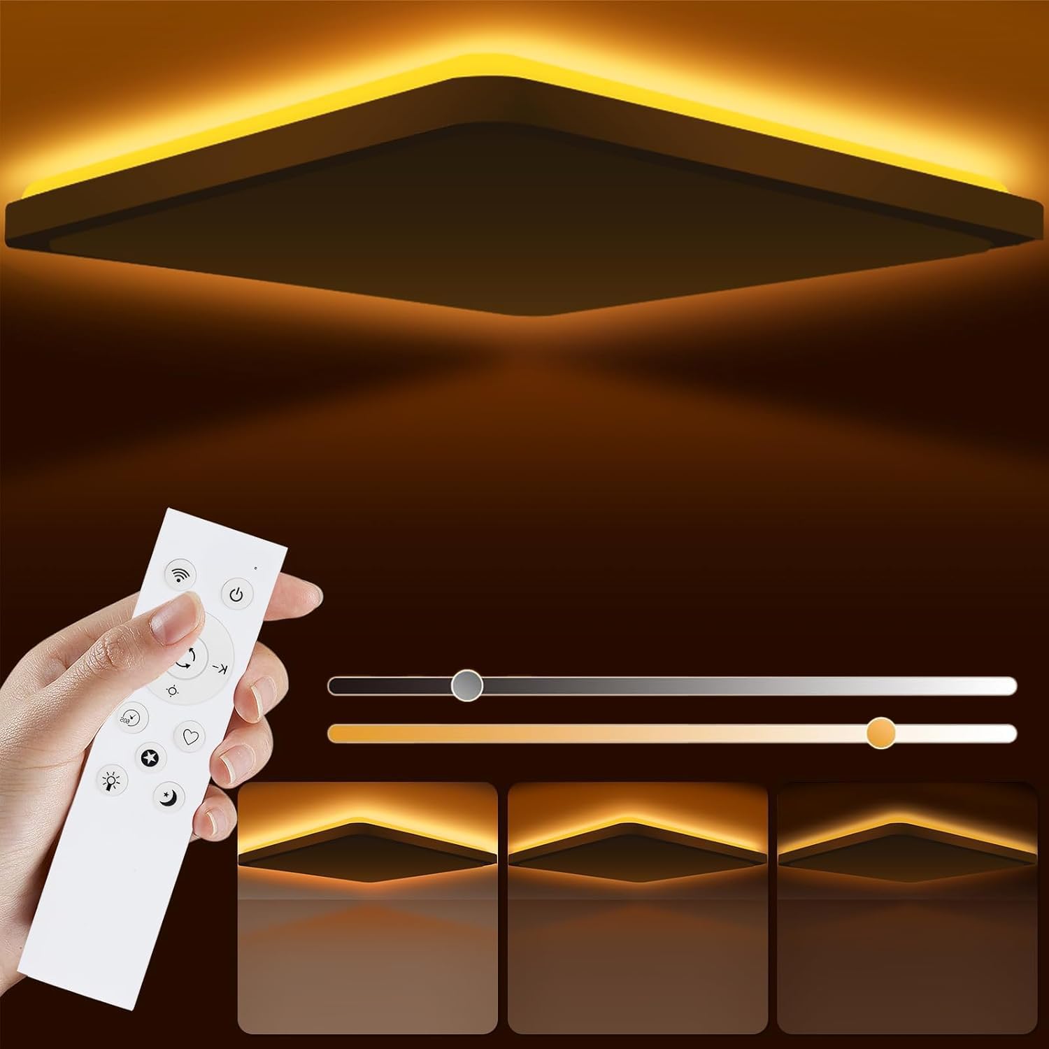 Psatfito G LED Ceiling Light, 24W 3200LM 30cm Dimmable with Remote ...
