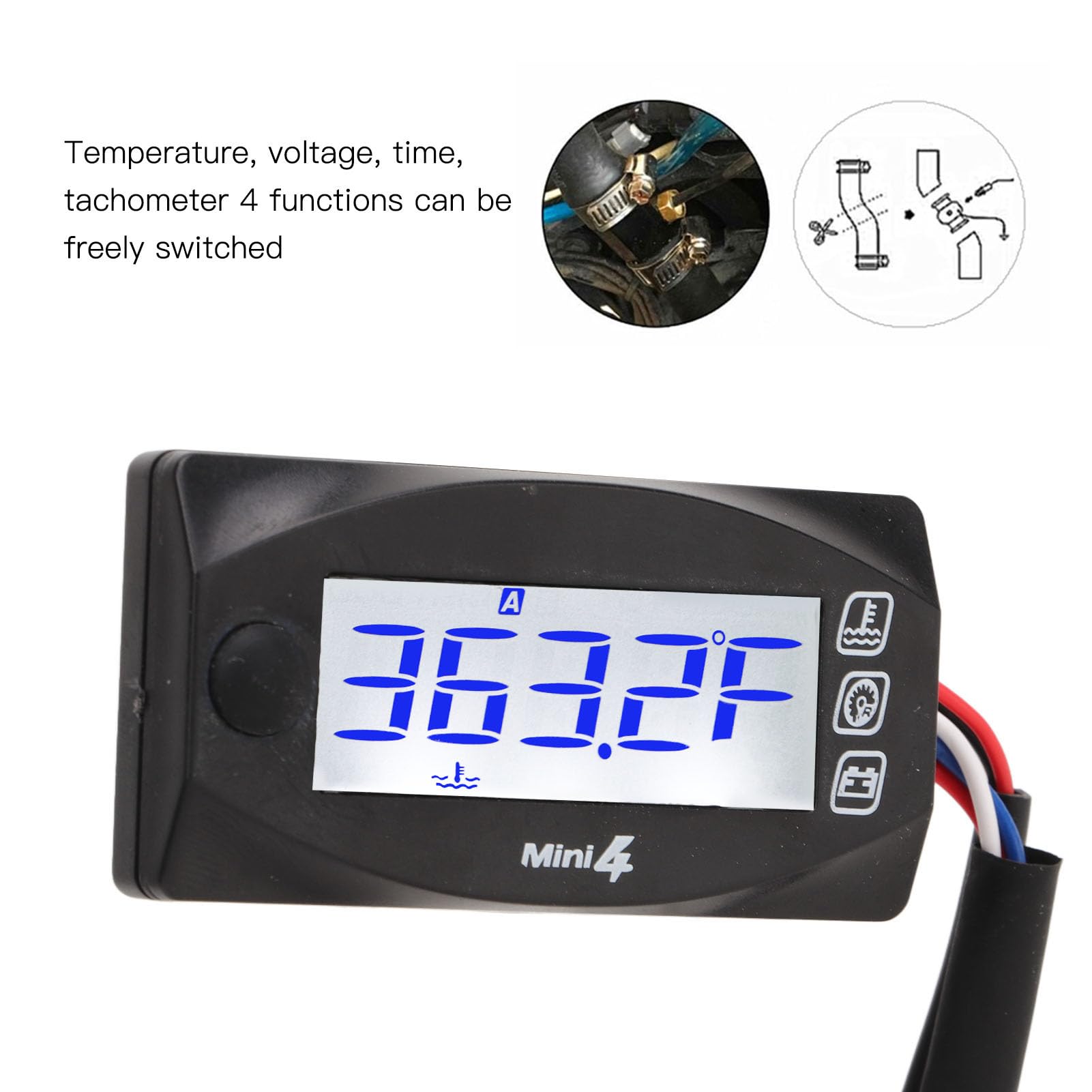 Motorcycle Clock Thermometer Square