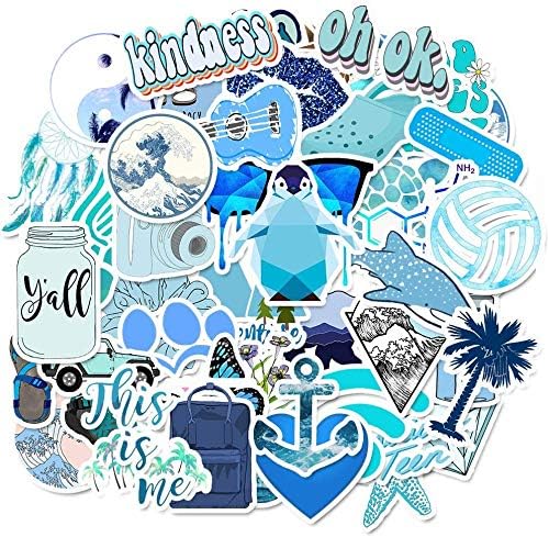 Amazon.com: 85pcs Blue Waterproof Sticker VSCO Graffiti Sticker for ...