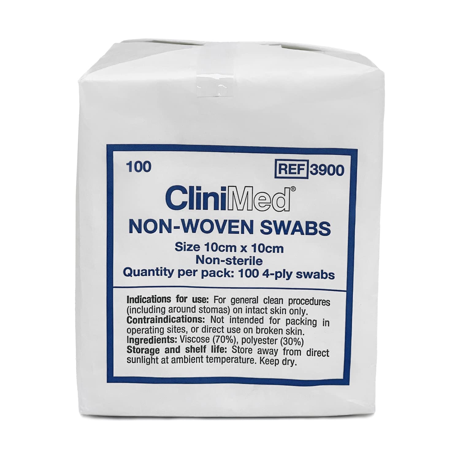 CliniMed Non-Woven Swabs 10cm x 10cm Non-Sterile 4-Ply Swabs for ...