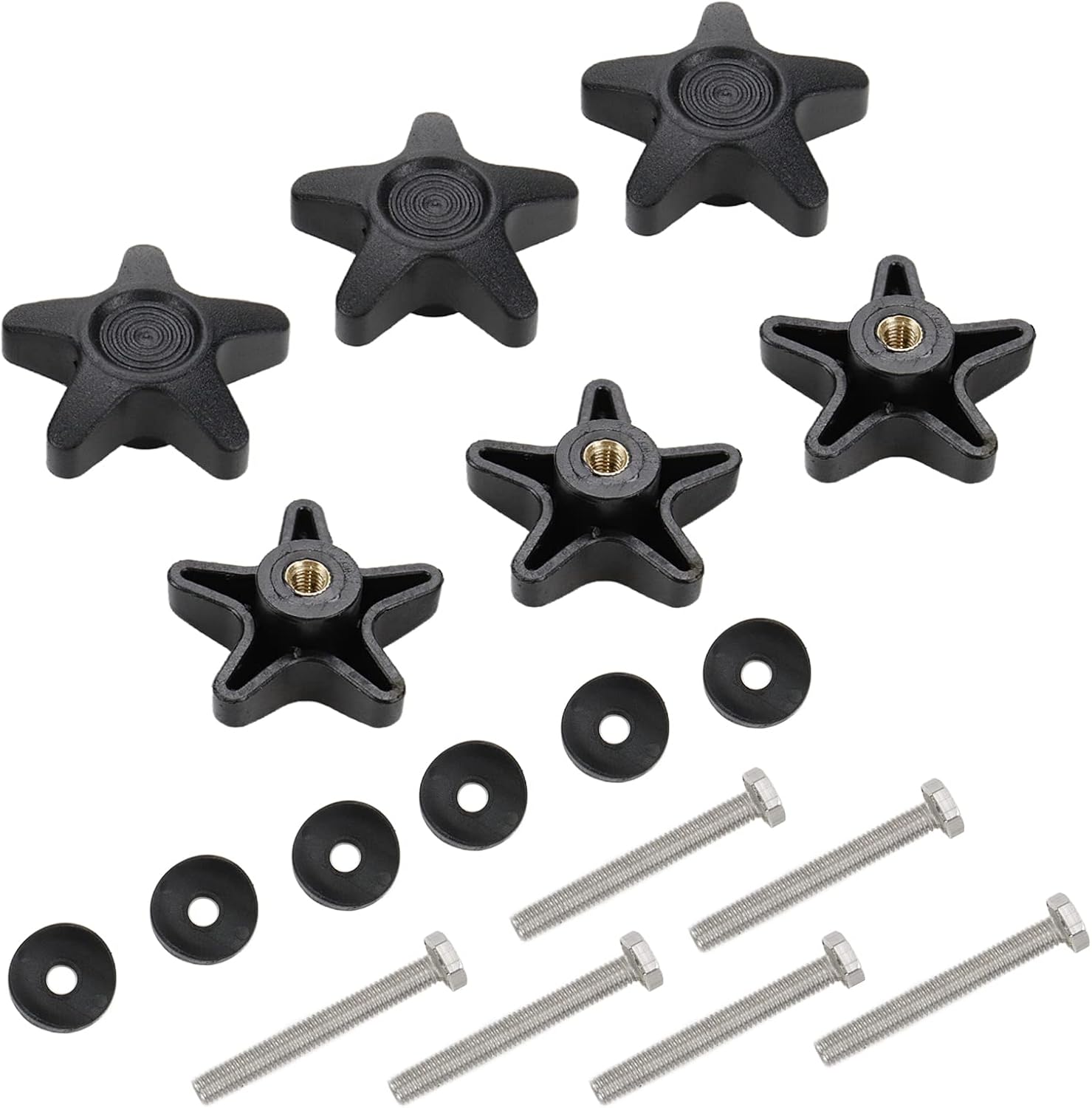 Amazon.com: Wealrit 6 Pcs Replacement Arm Adjustment Knobs for Rollators Parts Black Star Knobs ...