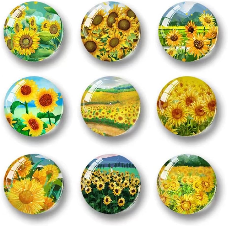 Amazon.com: Novel Merk Sunflower Refrigerator Magnets – Vinyl 3” Round ...