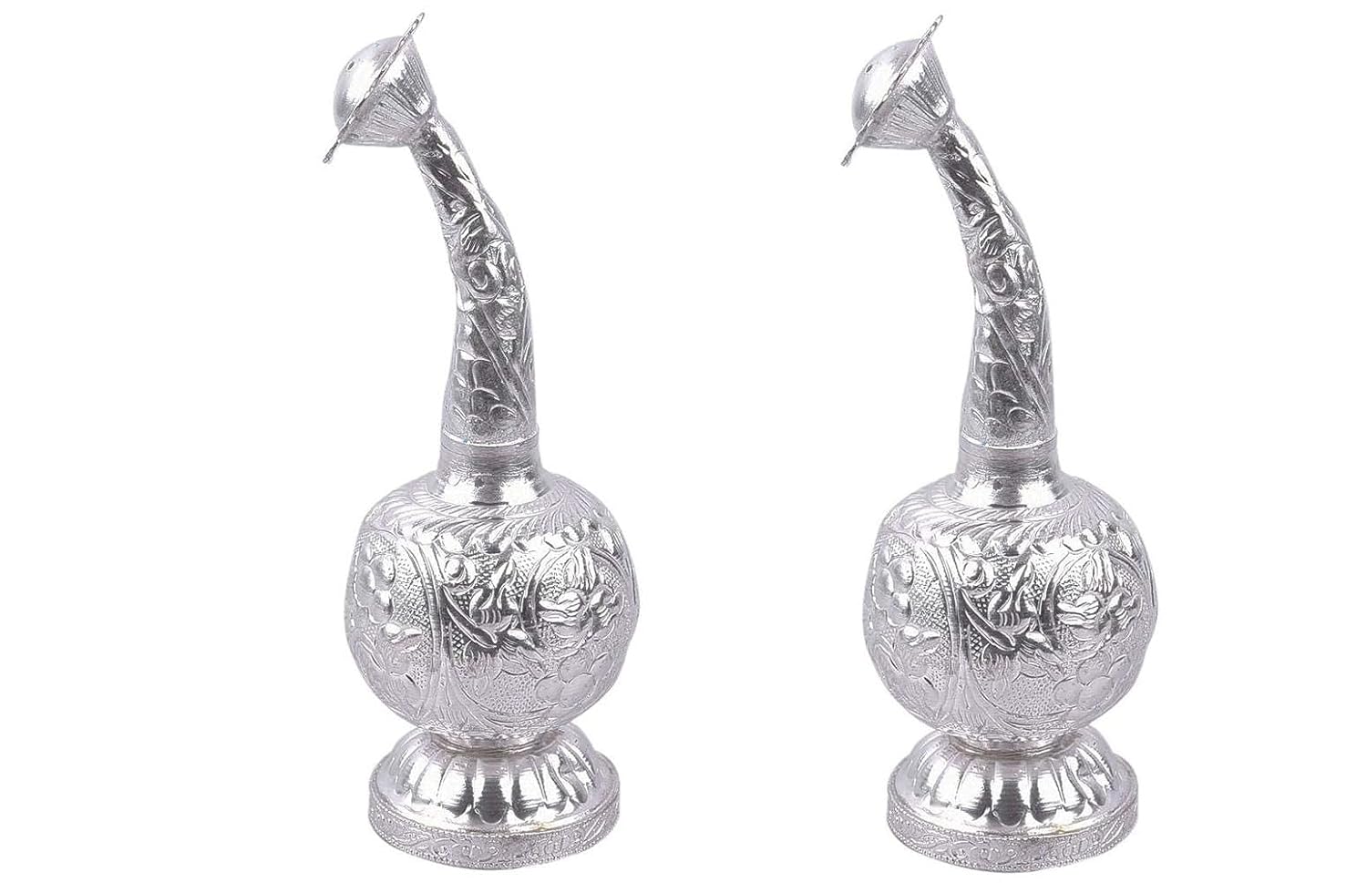 German Silver Paneer Dani, Engraved with Floral Design, Rose Water ...