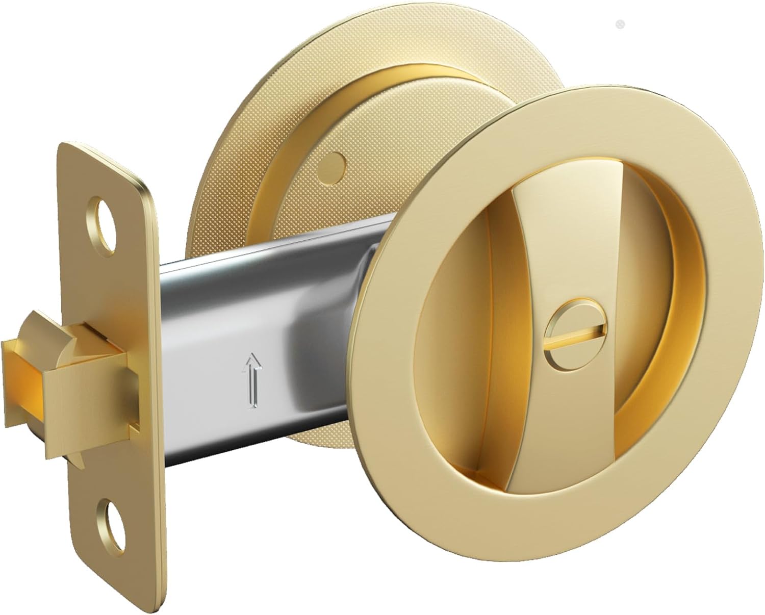 goldenwarm Pocket Door Lock, Brushed Gold Privacy Round Pocket Door ...