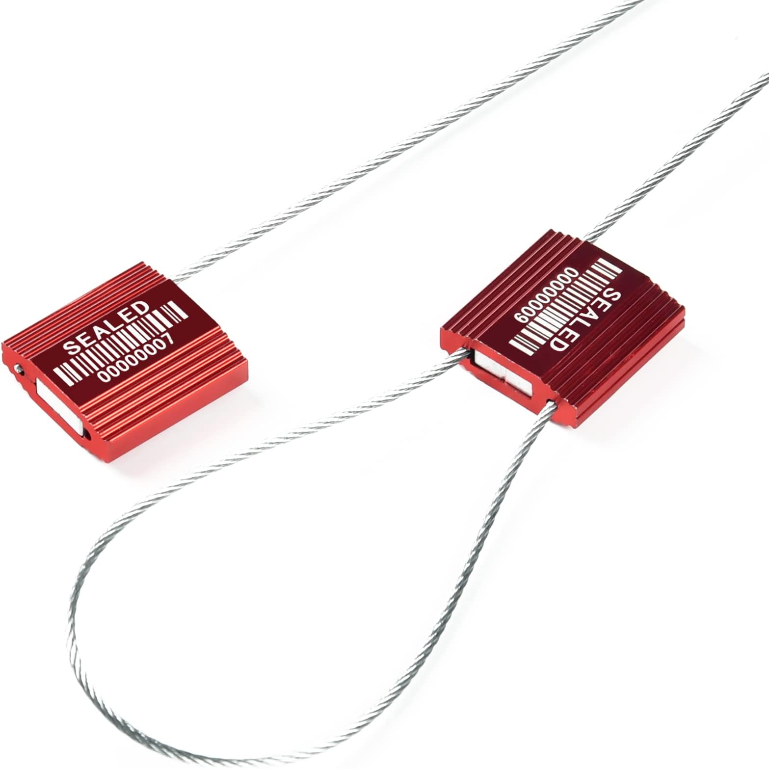Amazon.com: LeadSeals 100 Red Steel Cable Seals with Barcode High ...