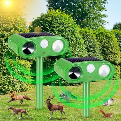 Amazon.com: 2 Pack Solar Animal Repellent Ultrasonic Cat Repellent ...