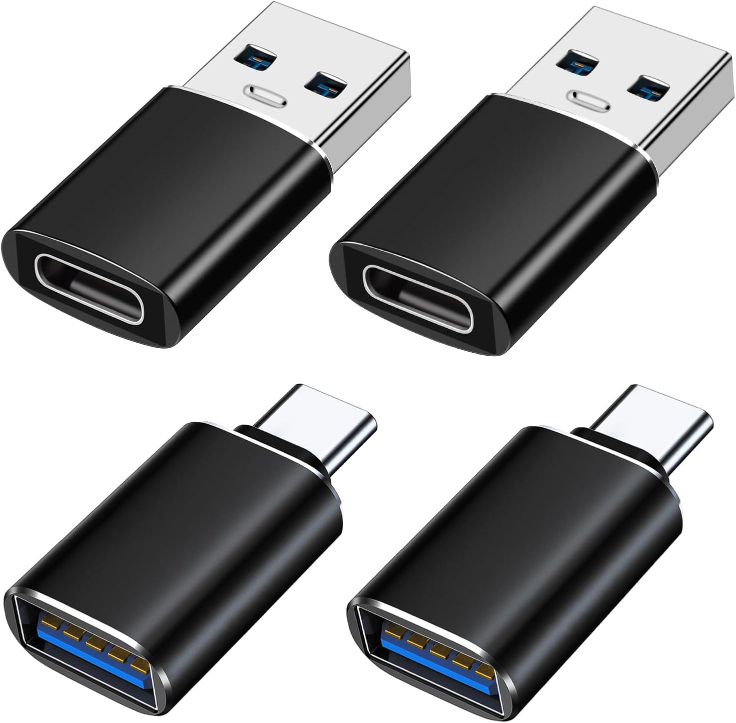 USB C Adapter (Pack of 4), USB A to USB C Adapter, USB C Female to USB ...