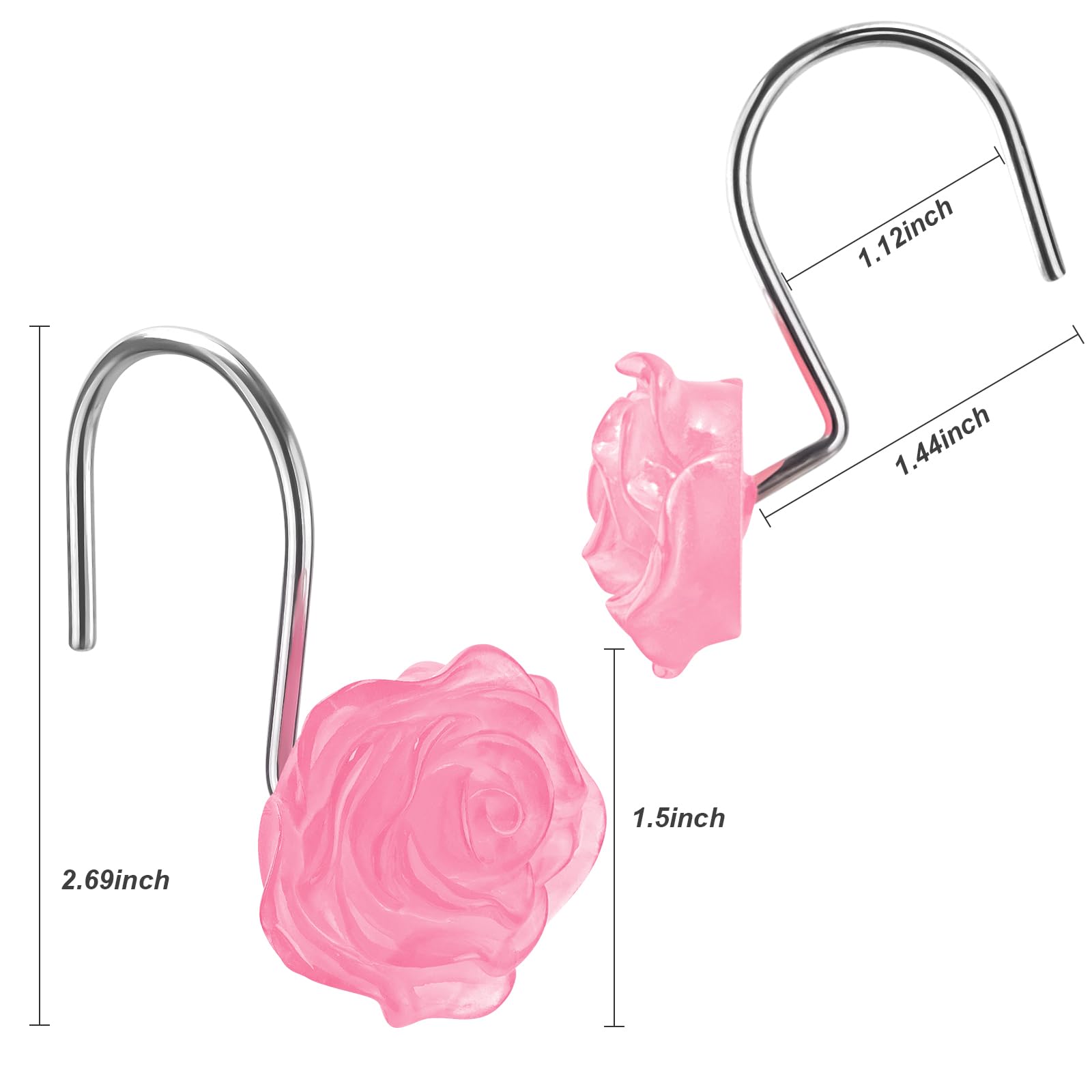 Snapklik.com : Rose Shower Curtain Hooks, Glow In The Dark, Pretty ...