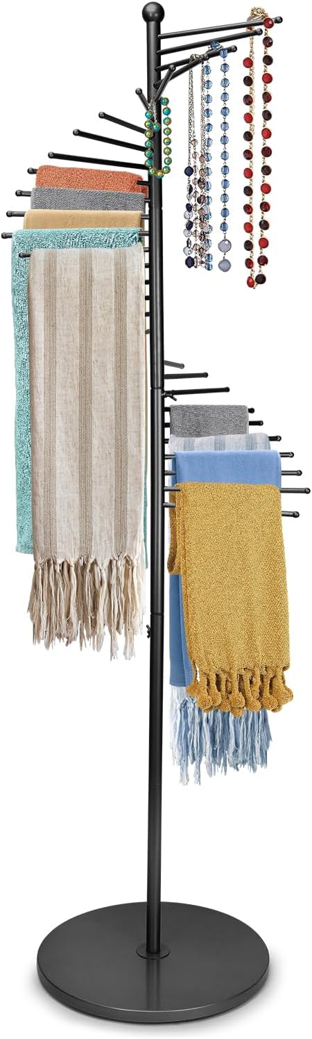 Amazon.com: Buokaiw Scarf Rack,Metal Hijab Stand,30 Tiers Freestanding ...