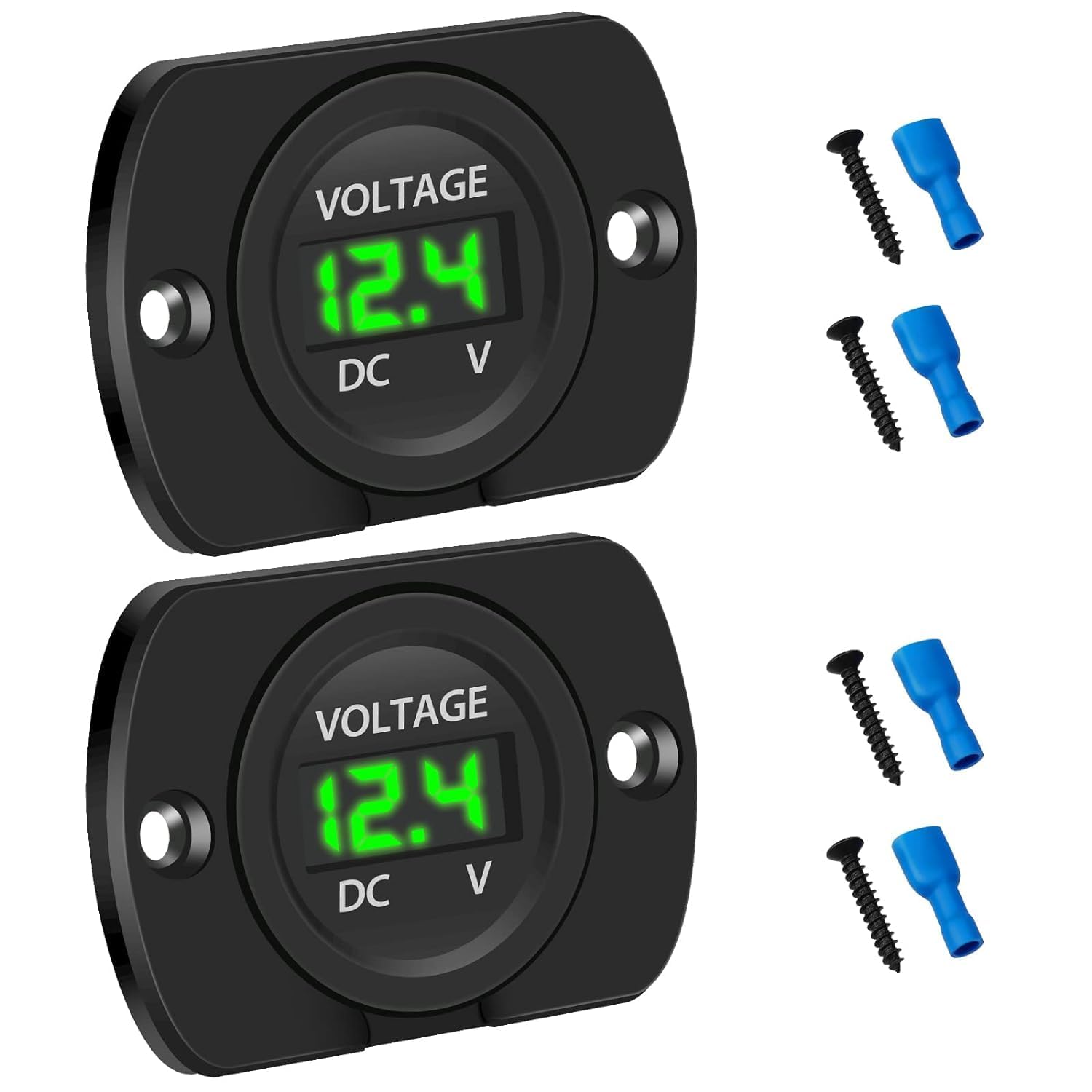 Snapklik.com : 2 PCS DC Volt Meter 12V, Battery Voltage Gauge 12V ...