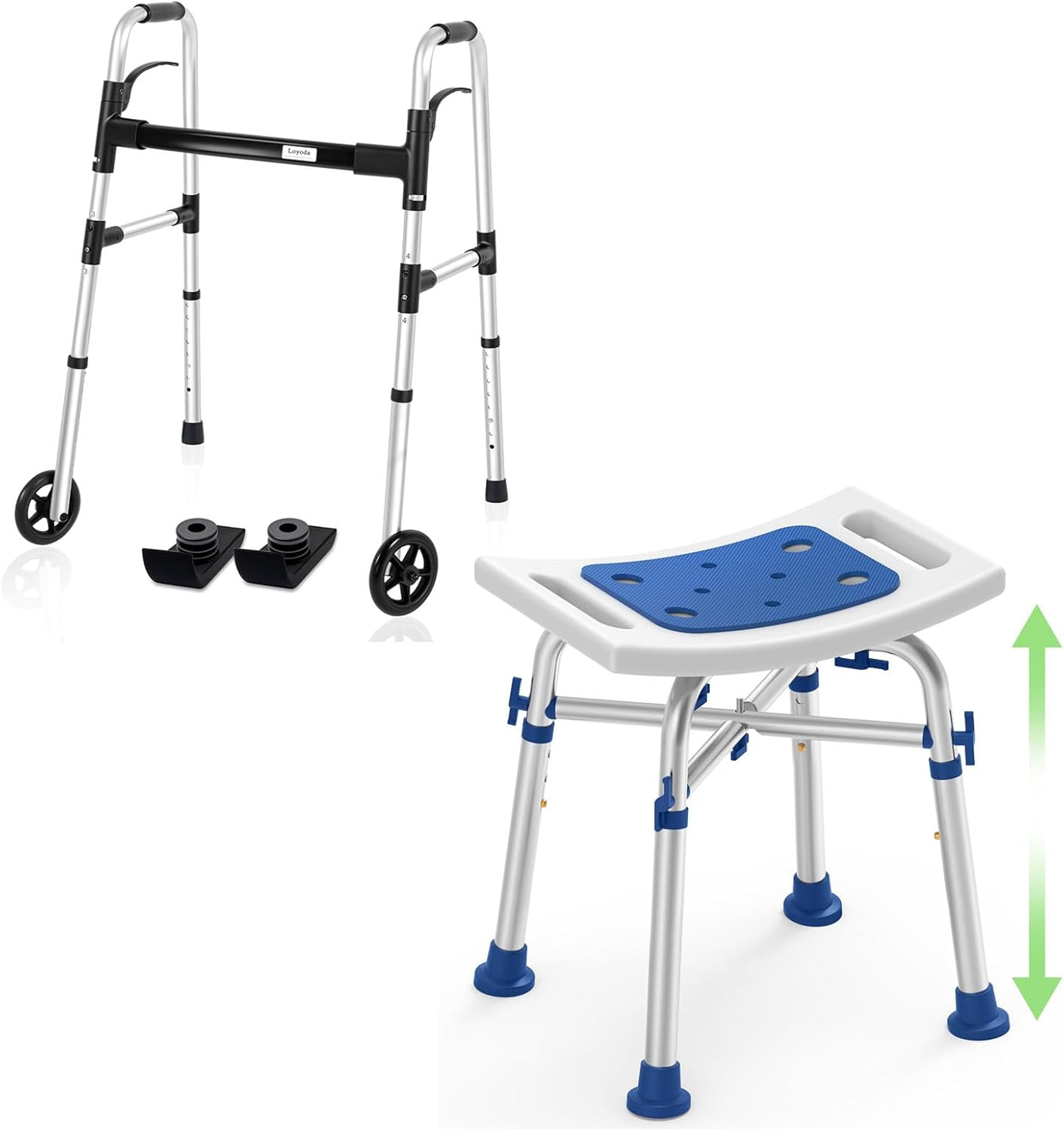 Amazon.com: Loyoda Folding Walker with 2 Skis and 5" Wheels and Heavy ...