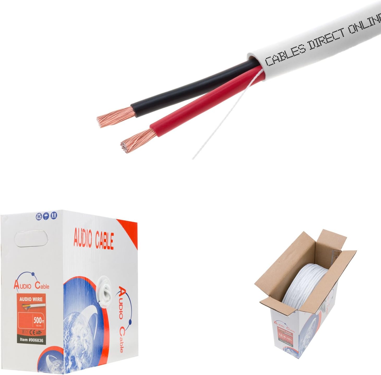 Amazon.com: 500ft 18AWG 2 Conductors (18/2) CL2 Rated Speaker Cable ...