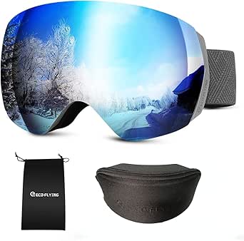 Ski Goggles, Anti-fog OTG Snow Goggles,All Real REVO Spherical Mirror ...