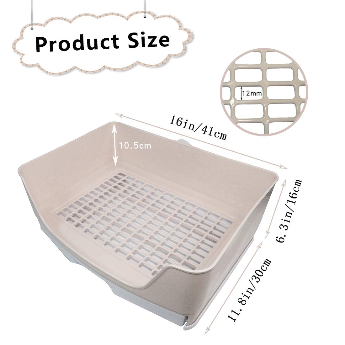 PINVNBY Large Rabbit Litter Box Bigger Pet Litter Pan Trainer with ...