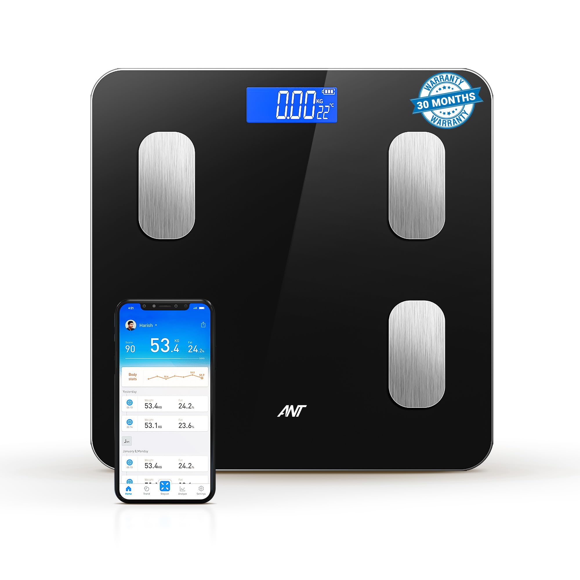 Buy ANT Flora Smart Scale for Body Weight and , Digital Bathroom Scale ...
