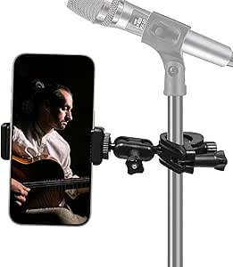 Amazon.com: Mic Stand Phone Holder Mount Adjustable Phone Holder for ...