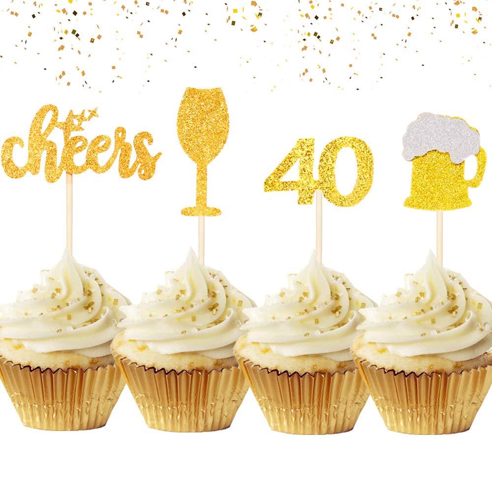 Buy JeVenis 48 PCS 40th Birthday Cake Topper Hello 40 Cake Topper 40th ...
