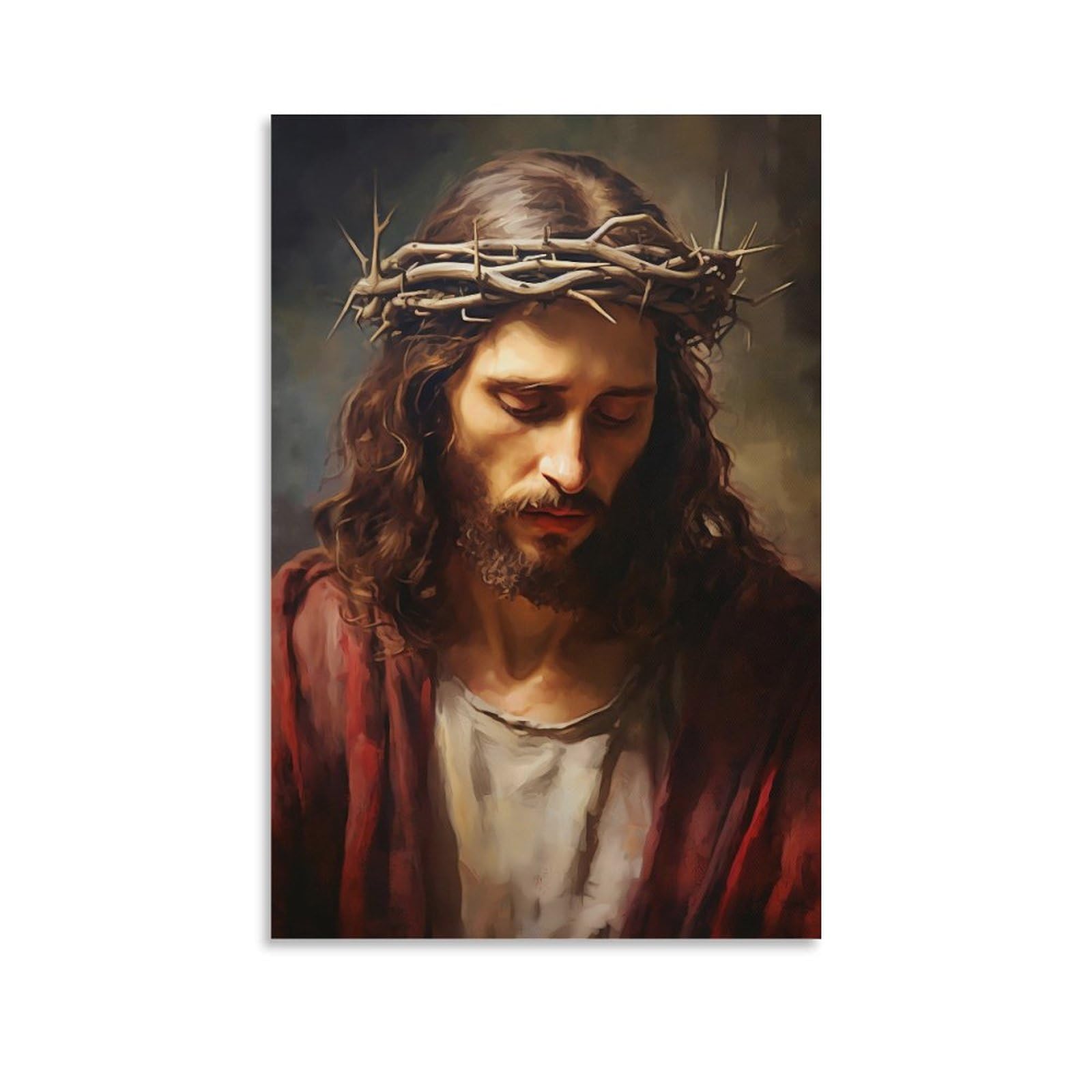 Amazon.com: DuduYH Jesus Poster Persecution Crown of Thorns Canvas Wall ...
